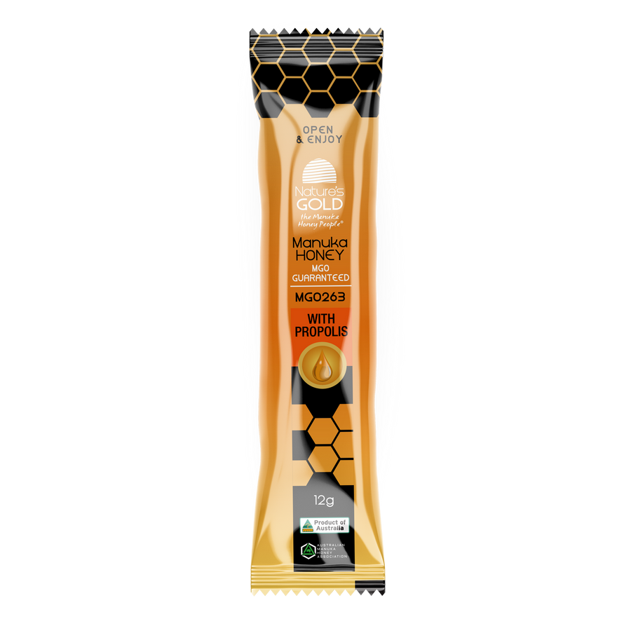 Manuka Honey MGO 263 with Australian Native Bee Propolis - 12g Sachets ...